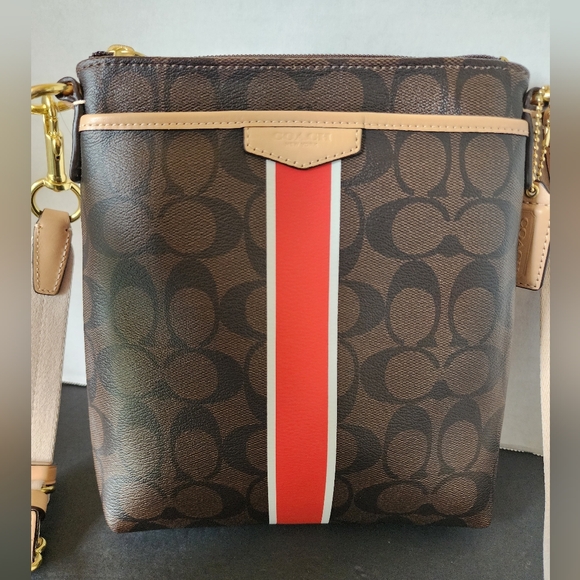 Coach | Bags | Nwt Coach Signature Stripe Pvc Swingpack Brown ...